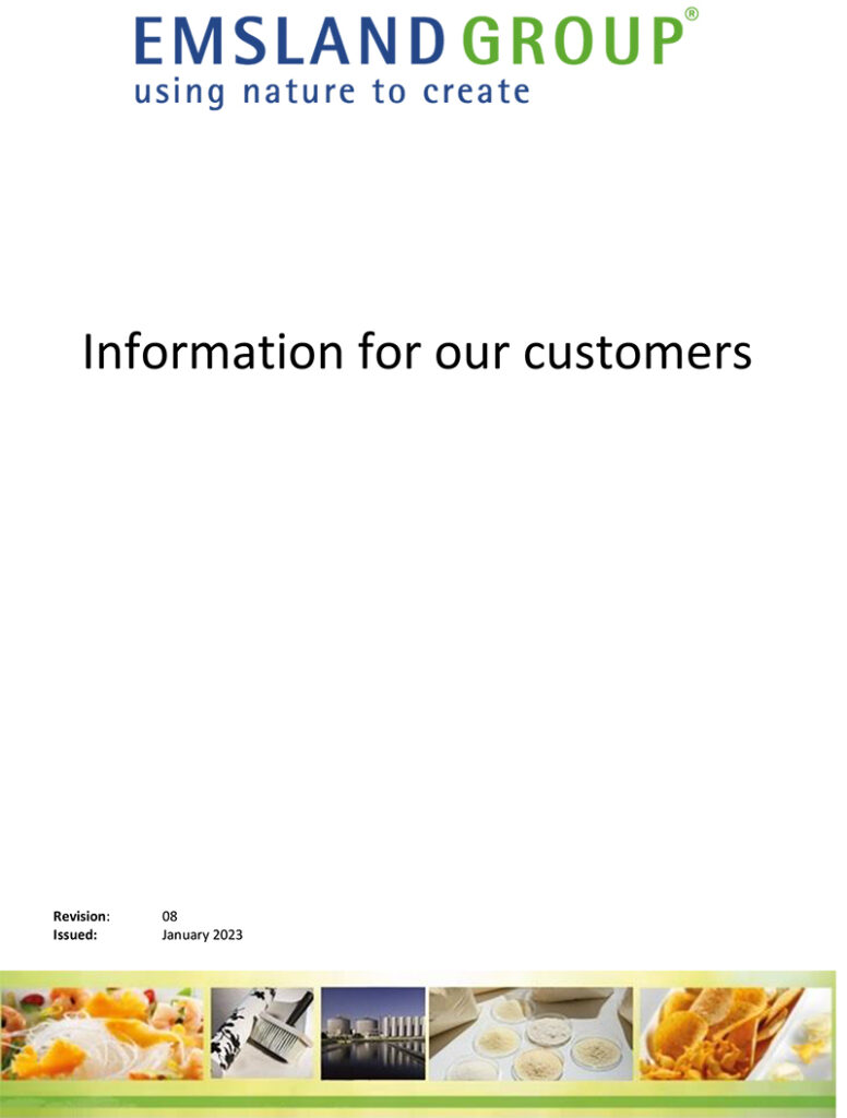 Information for our customers - Emsland Group